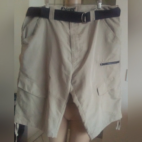 Plugg | Shorts | Vintage Mens Cargo Pants Beige Soft Light W Black Belt ...